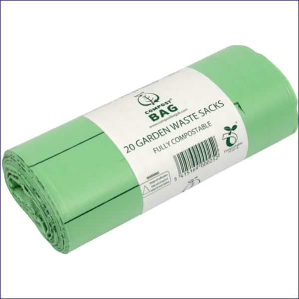 07CB80G | ALL GREEN COMPOSTABLE GARDEN WASTE SACKS 80L ROLL OF 20 BAGS ...