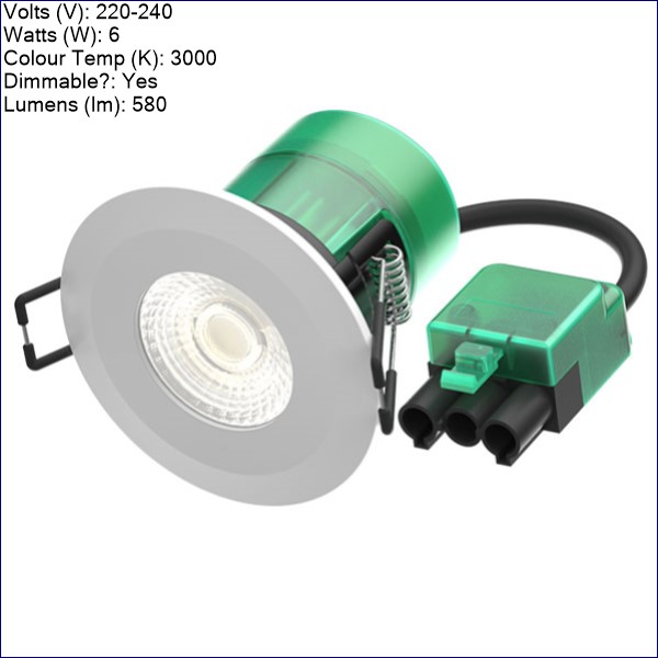 BELL FIRESTAY 6W LED INTEGRATED FIXED DOWNLIGHT 40° BEAM INCLUDES WHITE ...