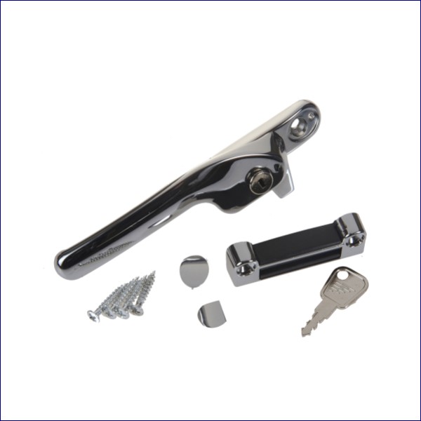 FAB & FIX GURU LOCKING LEFT HAND WINDOW HANDLE SET CHROME - S10 Supplies