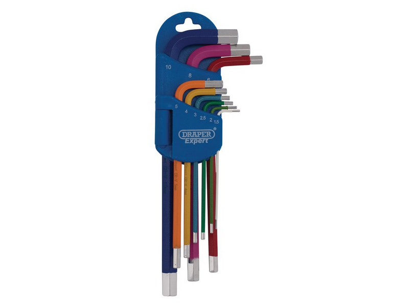 DR04905 | DRAPER Draper Expert Metric Long Arm Hex Key Set, Colour Coded (9 Piece) - S10 Supplies