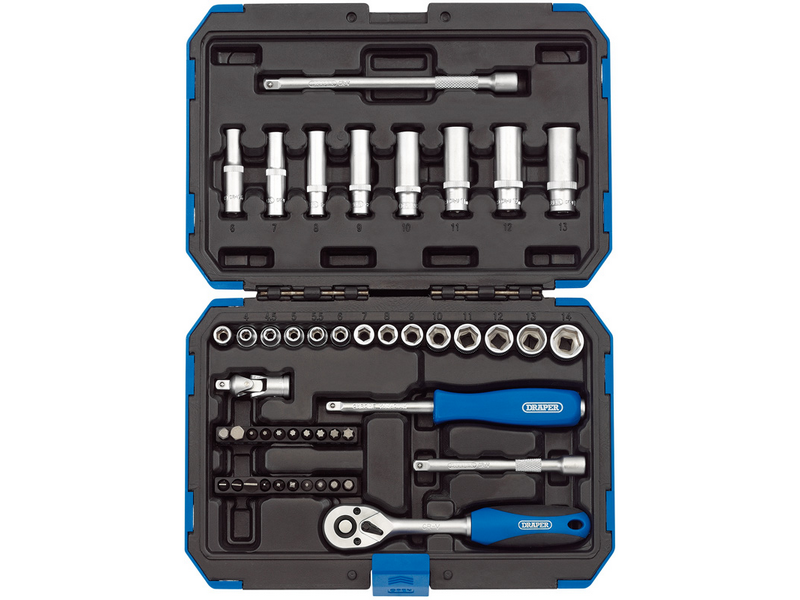 DR16355 | DRAPER Metric Socket Set, 1/4" Sq. Dr. (47 Piece) - S10 Supplies