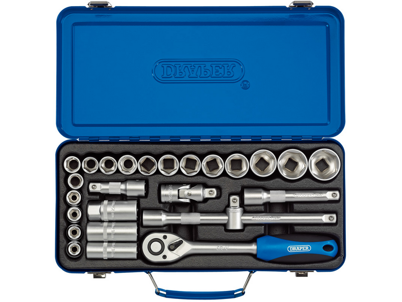 DR16368 | DRAPER Metric Socket Set, 1/2" Sq. Dr. (26 Piece) - S10 Supplies