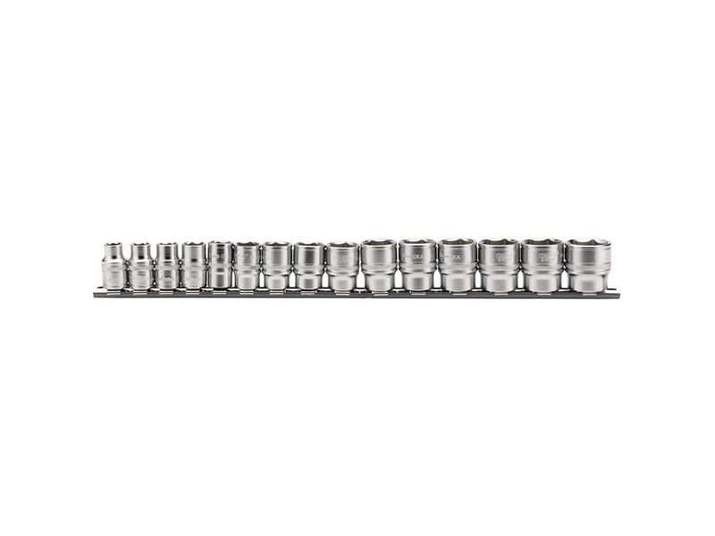 DR16492 | DRAPER Metric Socket Set on a Metal Rail, 3/8" Sq. Dr. (15 ...