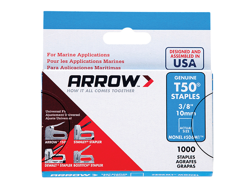 ARRT5038MS | Arrow T50M 506m Monel Staples 10mm (3/8in) Box 1000 - S10 ...