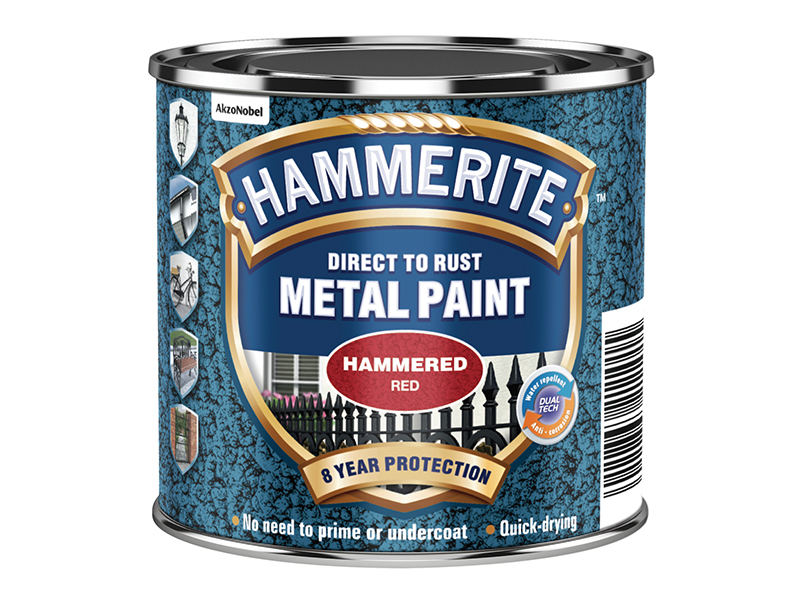 HMMHFR250 | Hammerite Direct to Rust Hammered Finish Paint Red 250ml ...