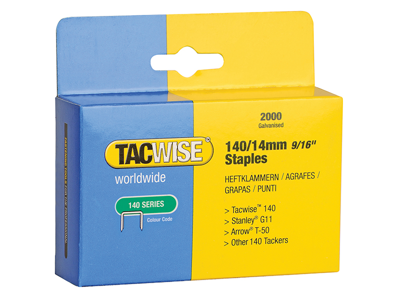 TAC0349 | Tacwise 140 Heavy-Duty Staples 14mm (Type T50 G) (Pack 2000 ...