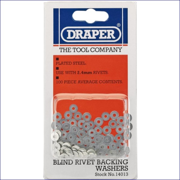DR14013 | DRAPER Rivet Backing Washers, 2.4mm (100 Piece) - S10 Supplies