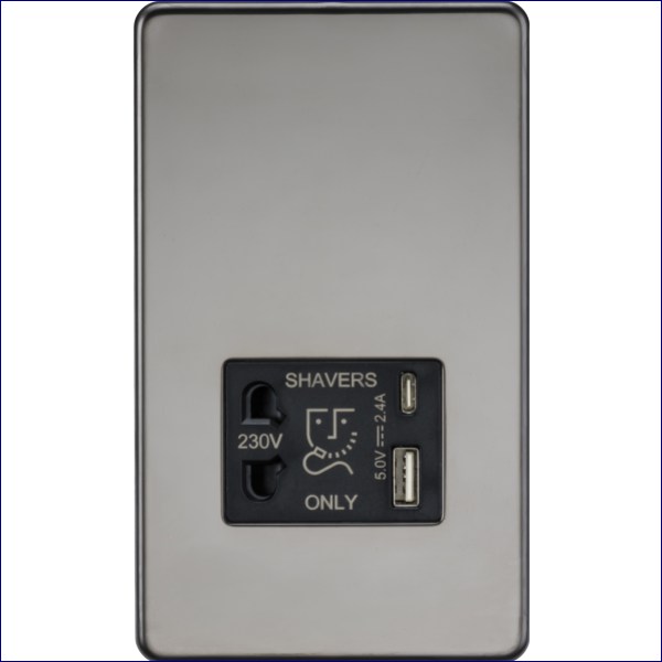 MLSF8909BN | KNIGHTSBRIDGE SHAVER SOCKET WITH DUAL USB A AND C SOCKETS ...