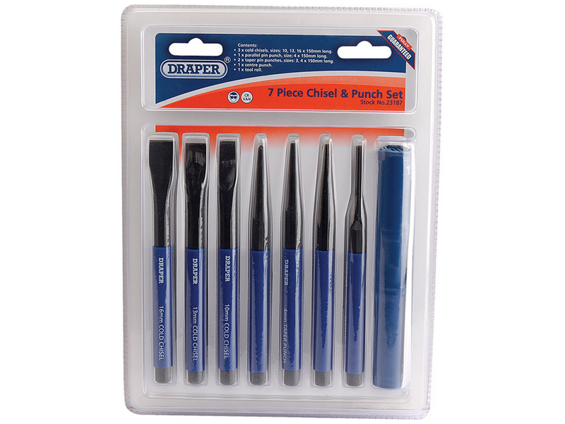 DR23187 | DRAPER Chisel and Punch Set (7 Piece) - S10 Supplies