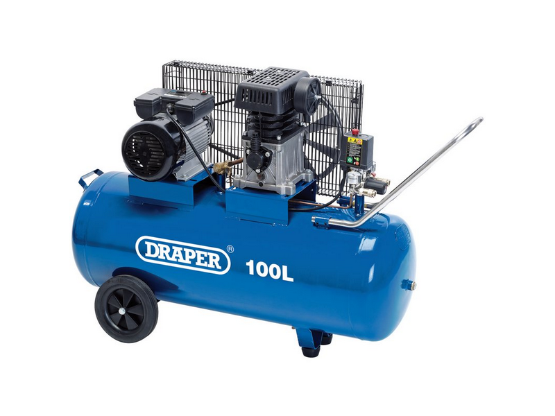 DR31254 | DRAPER Belt-Driven Air Compressor, 100L, 2.2kW - S10 Supplies