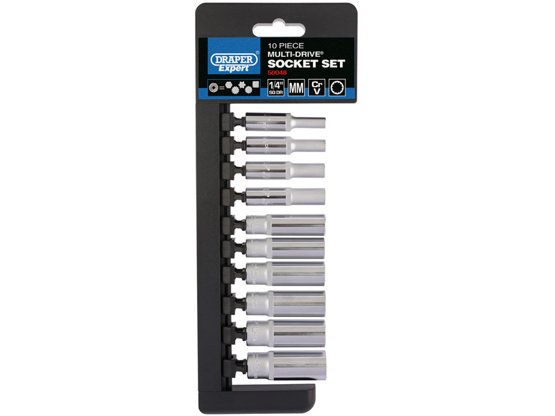 DR50048 | DRAPER Multi-Drive® Metric Deep Socket Set, 1/4" Sq. Dr. (10 ...