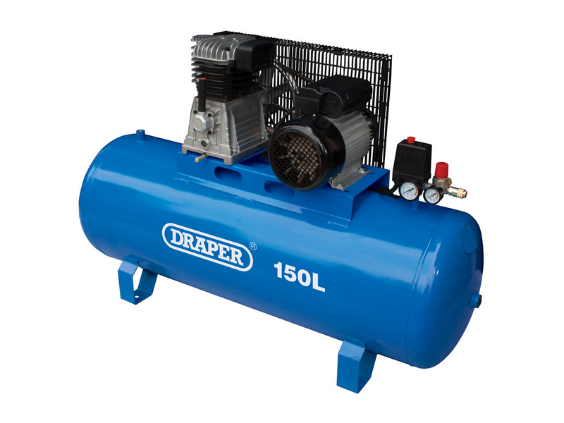 DR55304 | DRAPER Stationary Belt-Driven Air Compressor, 150L, 2.2kW ...