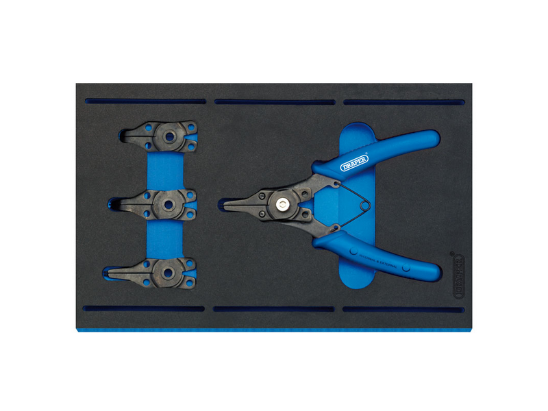 DR63196 | DRAPER Interchangeable Circlip Plier Set in 1/4 Drawer EVA ...