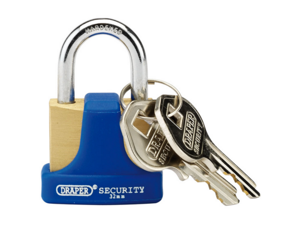 DR64164 | DRAPER Solid Brass Padlock and 2 Keys with Hardened Steel ...