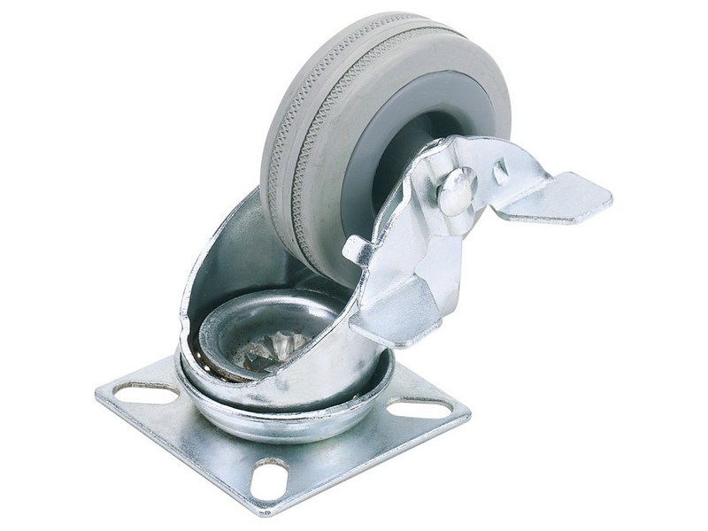 DR65469 | DRAPER Swivel Plate Fixing Rubber Castor with Brake, 50mm ...
