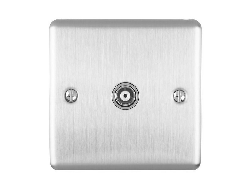 ELEN1TVSSG | EUROLITE 1 GANG TV COAXIAL SOCKET SATIN STAINLESS STEEL ...