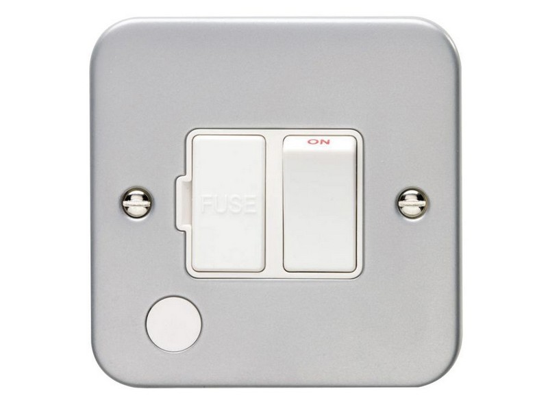 EUROLITE METAL CLAD 13A SWITCHED FUSE SPUR WITH FLEX OUTLET - S10 Supplies