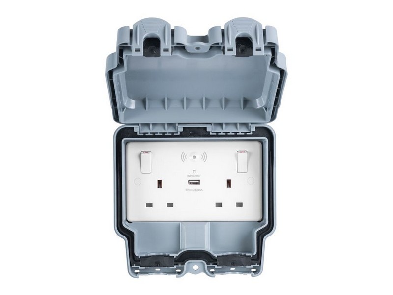 ELWPWIFI | EUROLITE 13A 2 GANG SP SWITCHED SOCKET WI-FI EXTENDER + 1X2 ...
