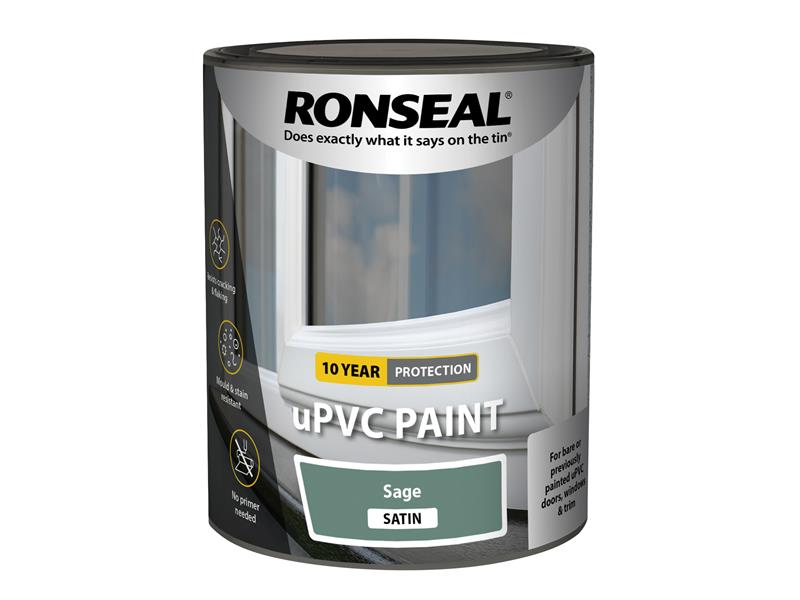 RSLUPVCSS750 | Ronseal uPVC Paint Sage Satin 750ml - S10 Supplies